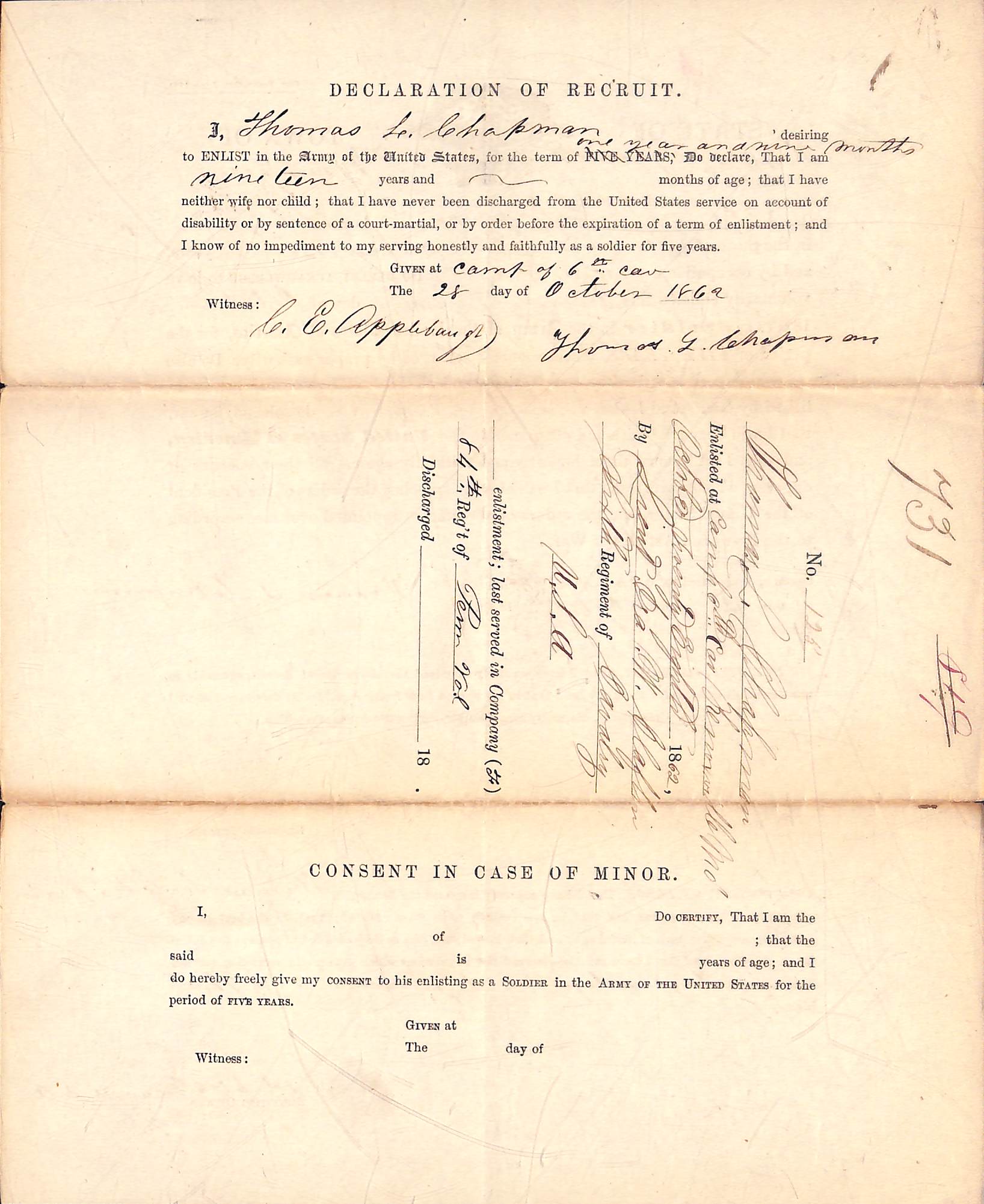 Regular army Enlistment Papers – CivilWarRecords.com